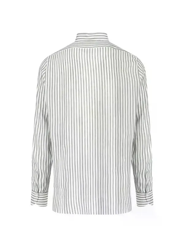 FINAMORE 1925 Vertical-stripe Long-sleeve Shirt - White