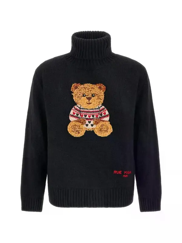 RUE MADAM PARIS Bear-patch Roll-neck Sweater