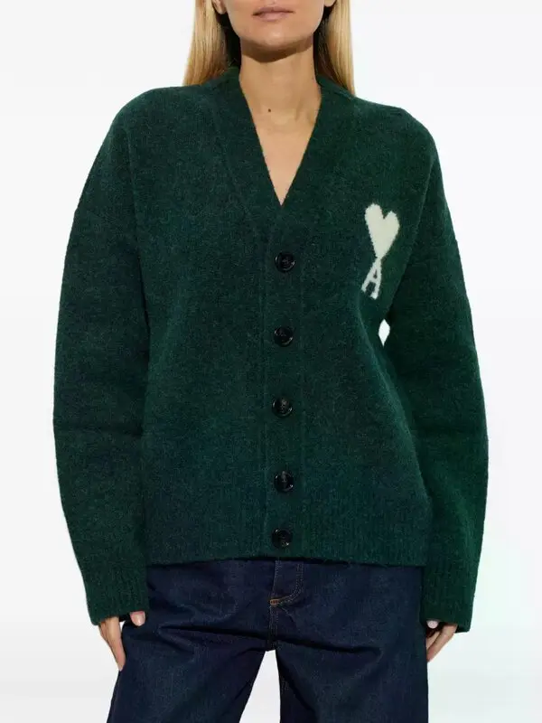AMI Paris Alpaca Cardigan With De Coeur