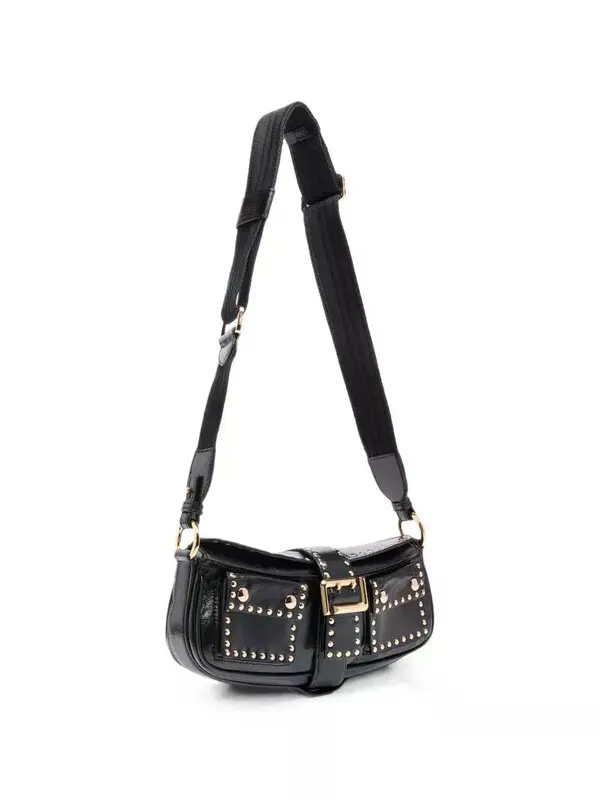 LANCEL Multipocket Studded Leather Shoulder Bag - Black