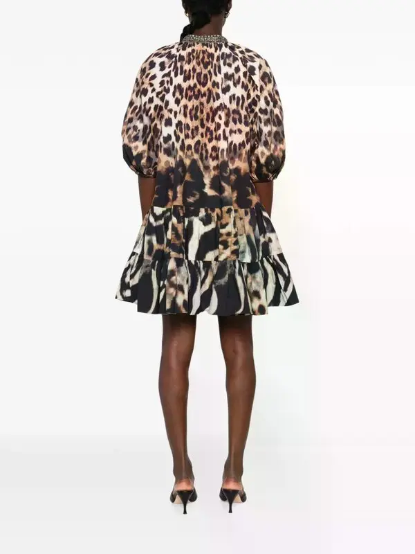 Camilla Leopard-print Tiered Mini Dress