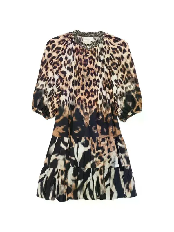 Camilla Leopard-print Tiered Mini Dress