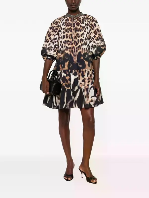 Camilla Leopard-print Tiered Mini Dress