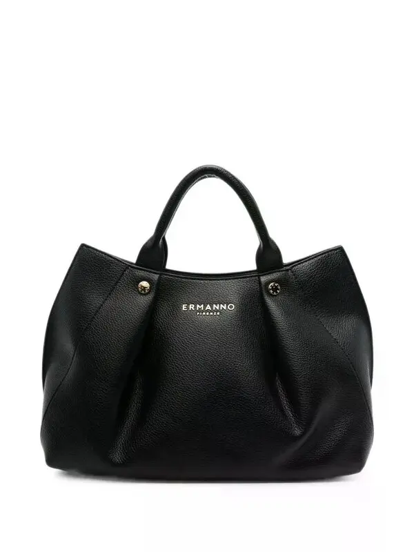 ERMANNO FIRENZE Logo-plaque Grained-leather Tote Bag - Black