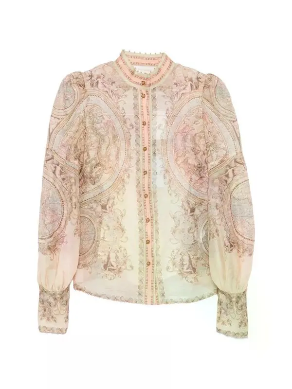 Zimmermann Ascent Printed Puff-sleeve Blouse