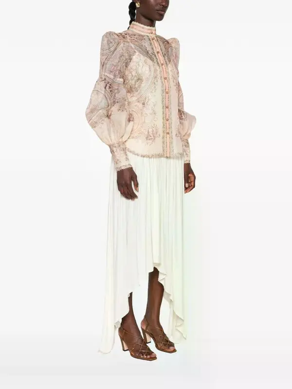 Zimmermann Ascent Printed Puff-sleeve Blouse