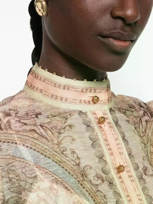 Zimmermann Ascent Printed Puff-sleeve Blouse
