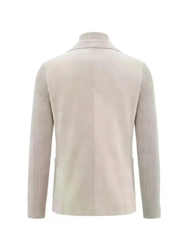 Eleventy Ribbed-knit Panelled Jacket