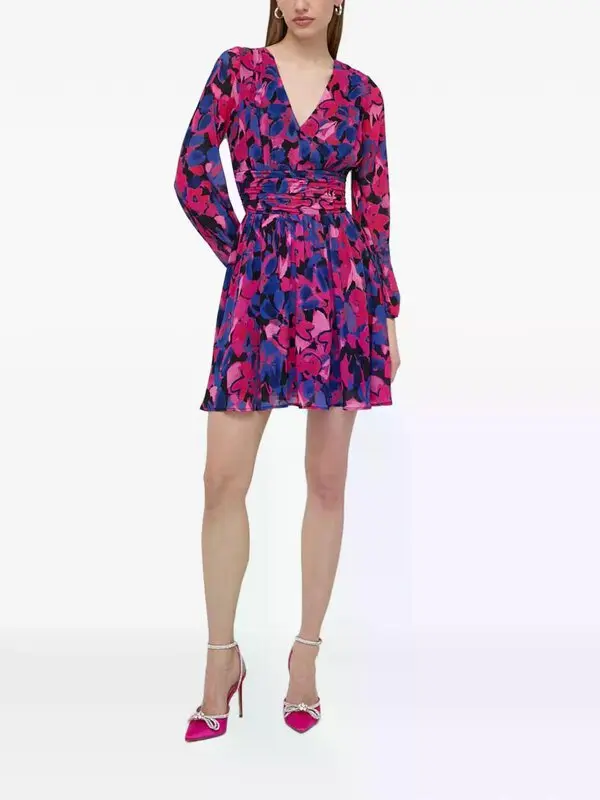 MORGAN Floral-print Ruched-waist Mini Dress