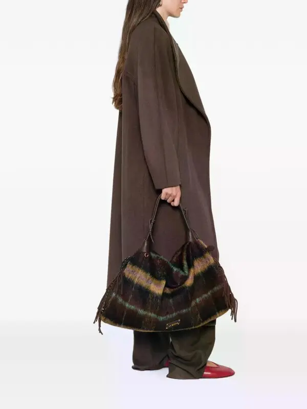 LA CARRIE Kerala Fringed Checked Shoulder Bag - Brown