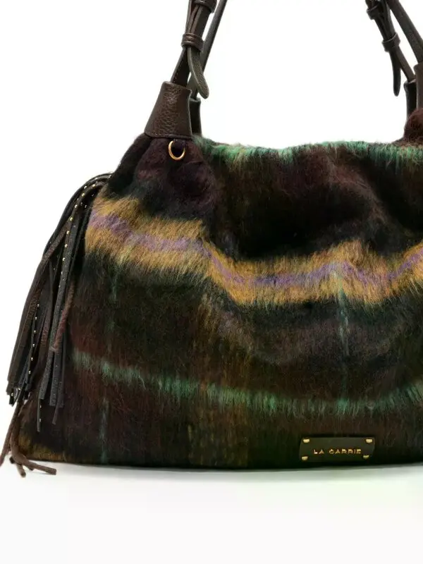 LA CARRIE Kerala Fringed Checked Shoulder Bag