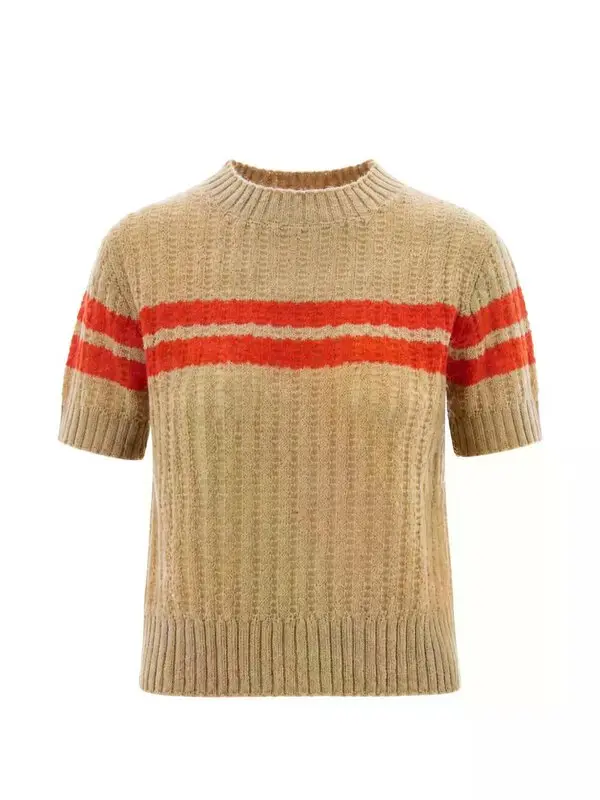 Patrizia Pepe Stripe-detail Cable-knit Sweater