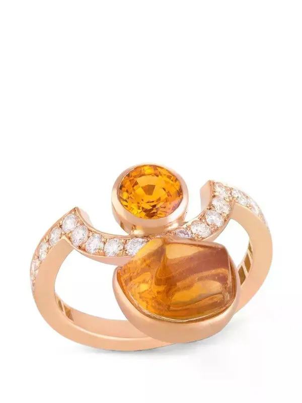 CLARA CHEHAB Half Moon Sapphire And Diamond Ring