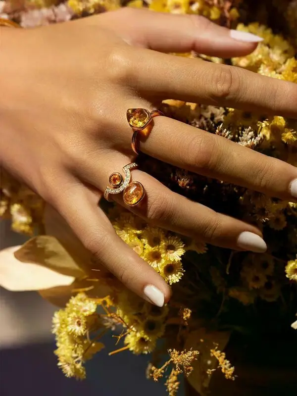 CLARA CHEHAB Half Moon Sapphire And Diamond Ring