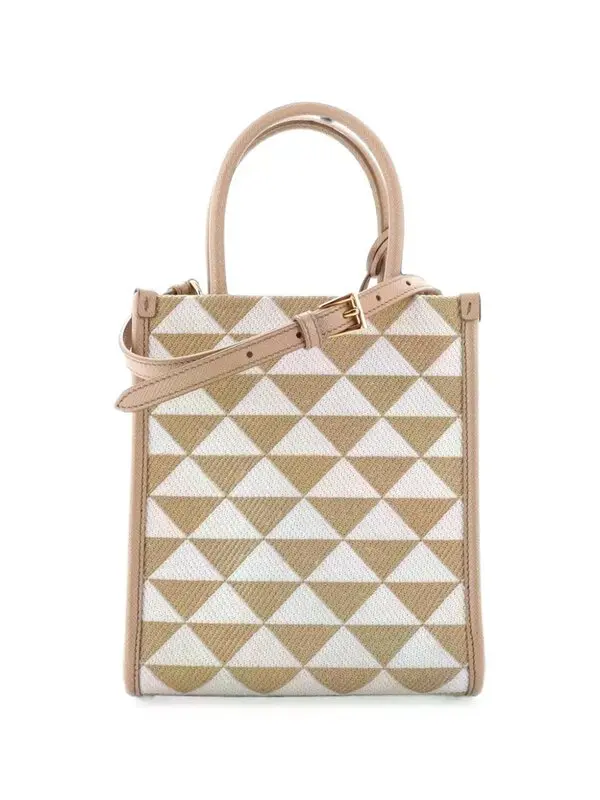 Prada Symbole Shopper Tote Jacquard Mini Crossbody Bag - Neutrals