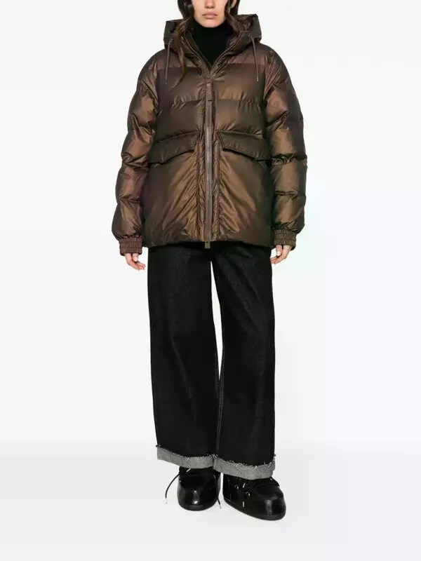 Rains Alta Hooded Quilted Jacket - Brown