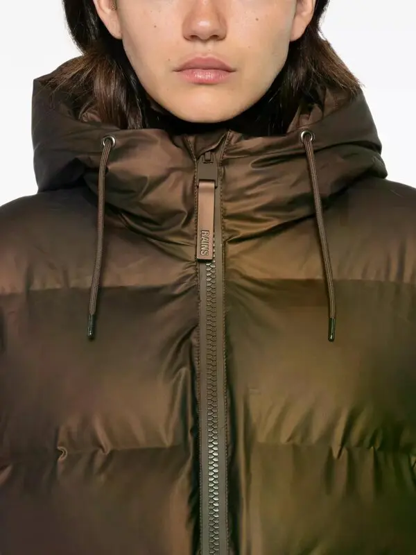 Rains Alta Hooded Quilted Jacket - Brown
