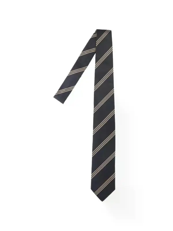 LARDINI Diagonal-stripe Silk Tie - Black