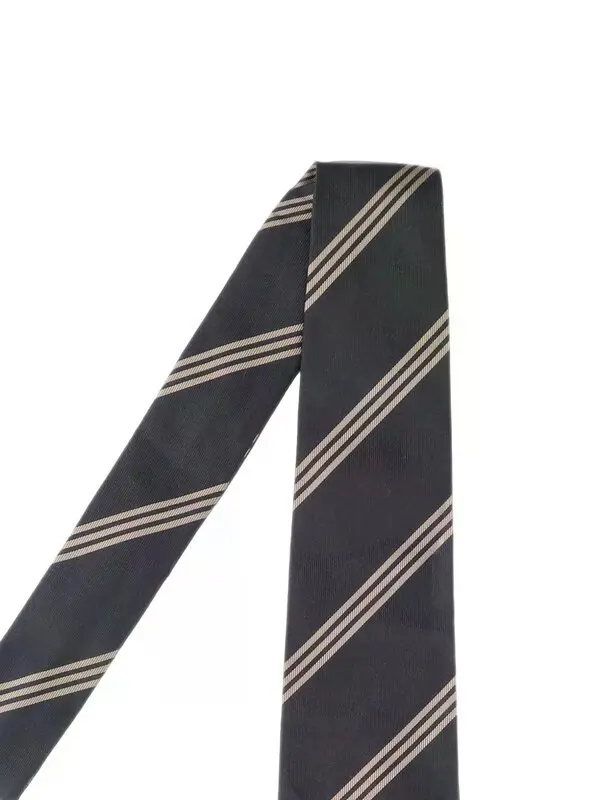 LARDINI Diagonal-stripe Silk Tie - Black