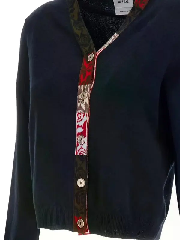 BARRIE Floral-intarsia V-neck Cardigan - Black