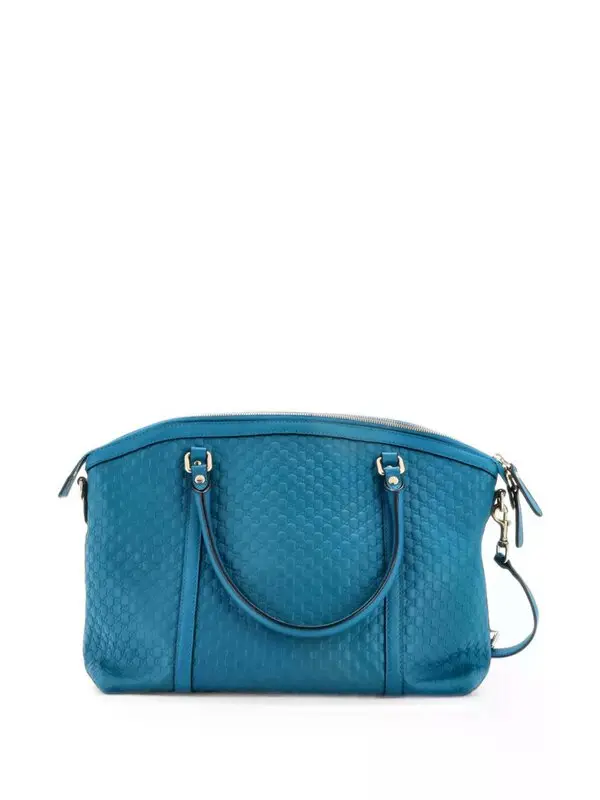 Gucci Britt Convertible Dome Microguccissima Leather Medium Satchel - Blue