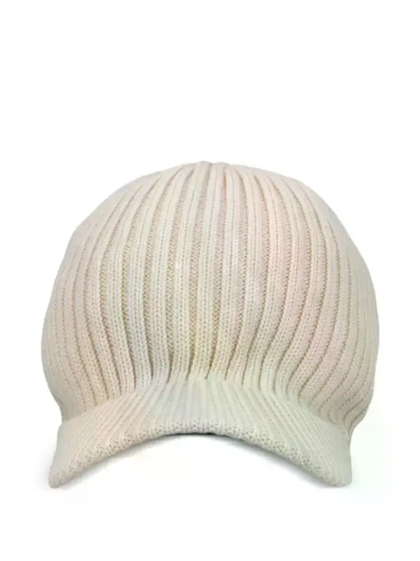 Y3 Wales Bonner Ribbed-knit Peaked Beanie Hat - Neutrals