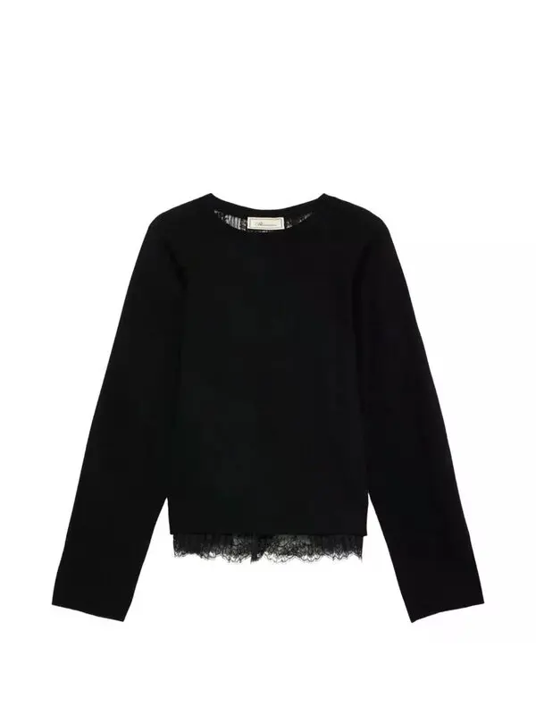 Blumarine Pleated Lace-panel Sweater