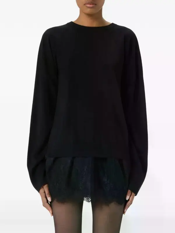 Blumarine Pleated Lace-panel Sweater