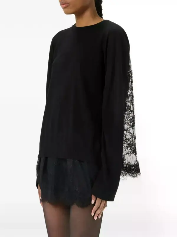 Blumarine Pleated Lace-panel Sweater