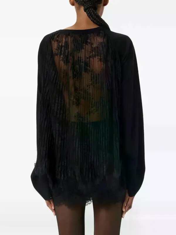 Blumarine Pleated Lace-panel Sweater
