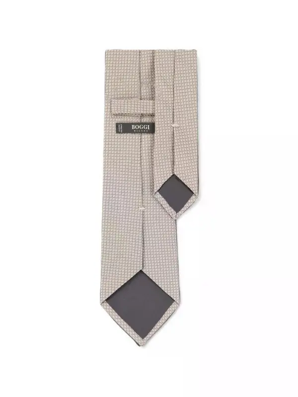 Boggi Milano Formal Tie Geometric Motif Jacquard Silk