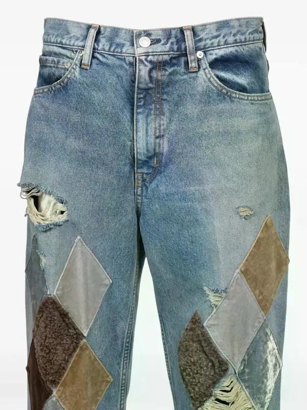 MASU Mb Diamond Argyle-patchwork Distressed Jeans