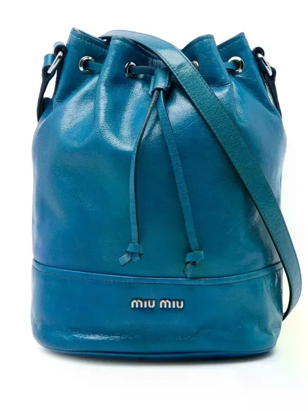 Miu Miu 2010-2026 Leather Bucket Bag - Blue