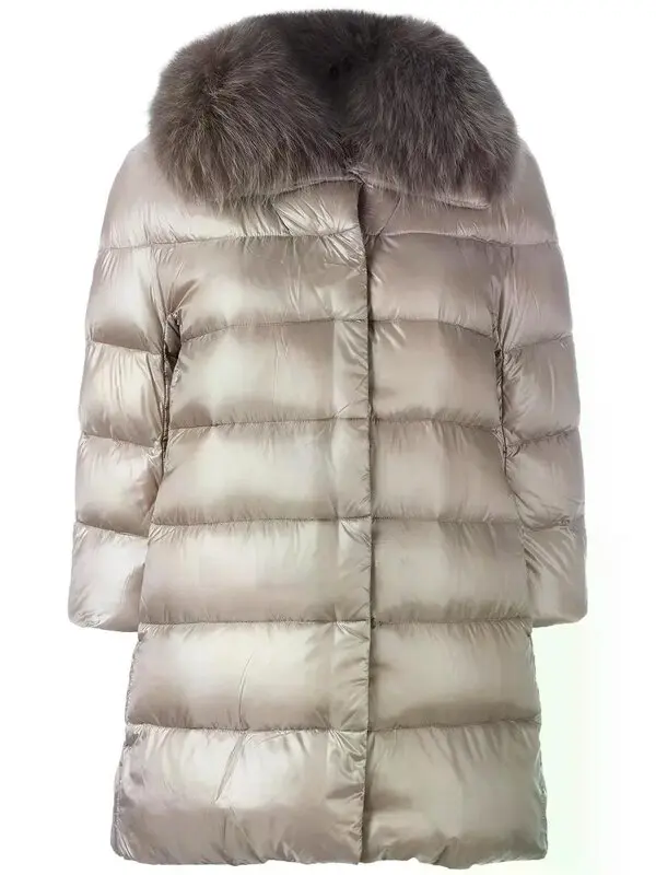 Herno Fox Fur Collar Padded Coat - Brown
