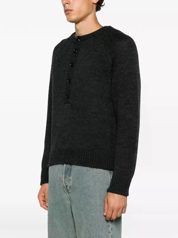 Our Legacy Shore Henley Button-placket Raglan-sleeve Sweater