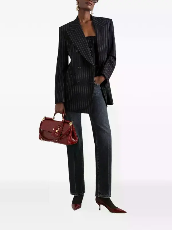 Dolce & Gabbana Linda Double-breasted Jacket In Pinstripe Wool