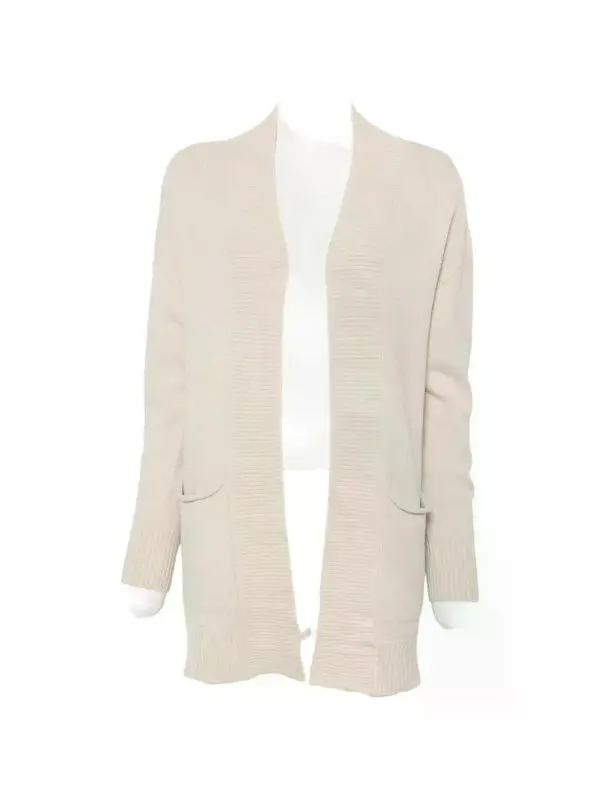 VELA SHOP Ribbed-trim Open-front Cardigan - Neutrals