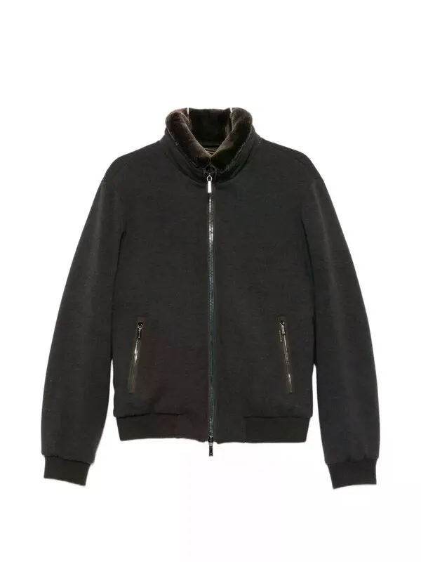 MOORER Shearling-collar Zip-up Jacket