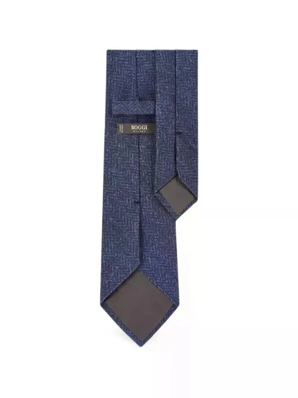 Boggi Milano Tie Herringbone-pattern In Wool-cashmere