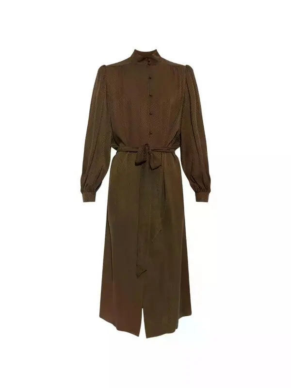 Valentino Garavani Belted Silk Dress - Brown