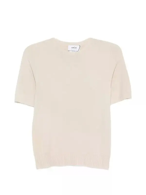 VELA SHOP Short-sleeve Ribbed-trim Sweater