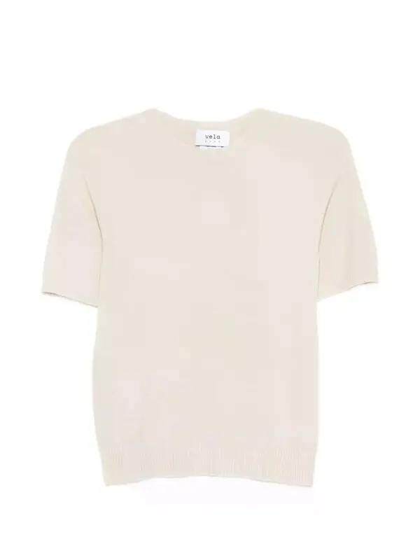 VELA SHOP Short-sleeve Ribbed-trim Sweater