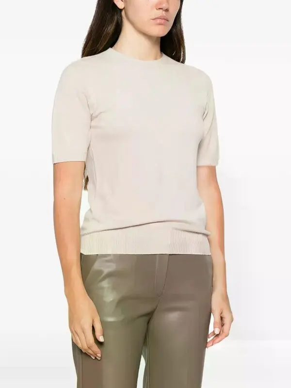 VELA SHOP Short-sleeve Ribbed-trim Sweater