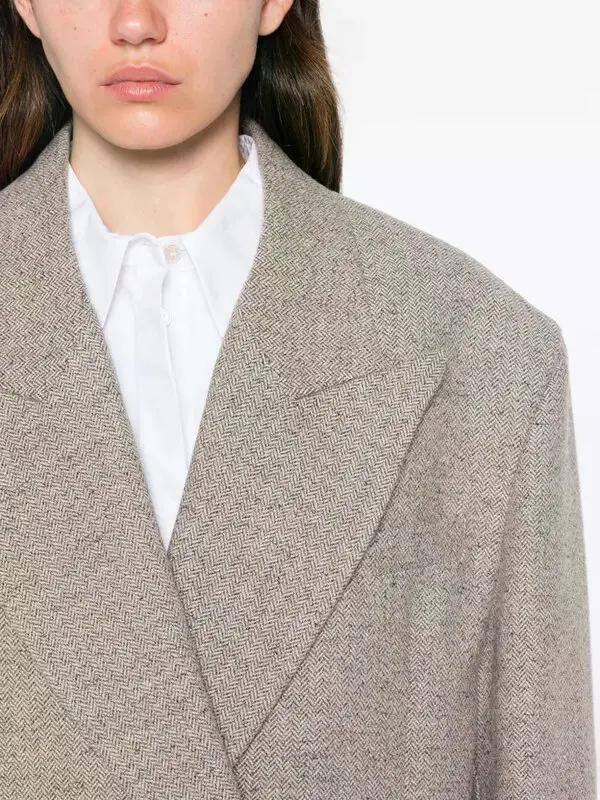 Erika Cavallini Double-breasted Herringbone-pattern Coat