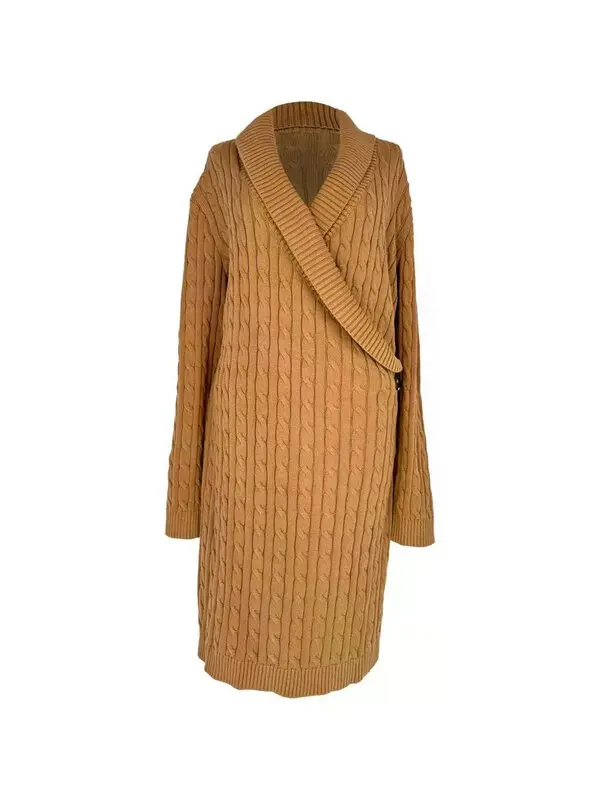 Ralph Lauren Cable-knit Buckle-trim Sweater Dress - Neutrals