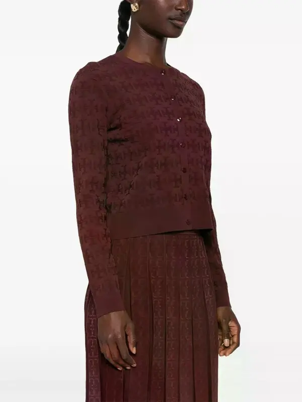 Tory Burch Monogram Jacquard Cardigan - Purple