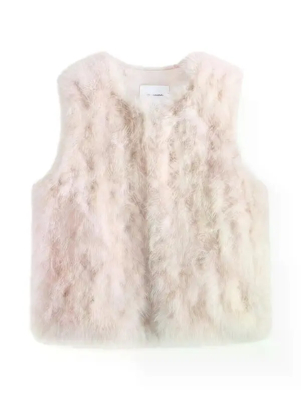 YVES SALOMON Feather-trim Sleeveless Jacket - Pink