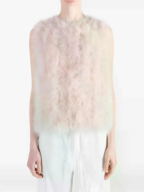 YVES SALOMON Feather-trim Sleeveless Jacket