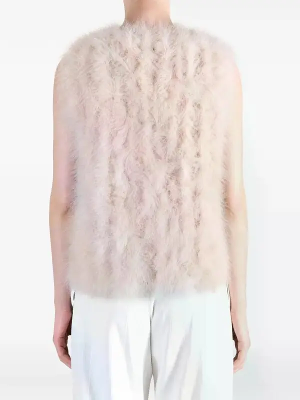 YVES SALOMON Feather-trim Sleeveless Jacket