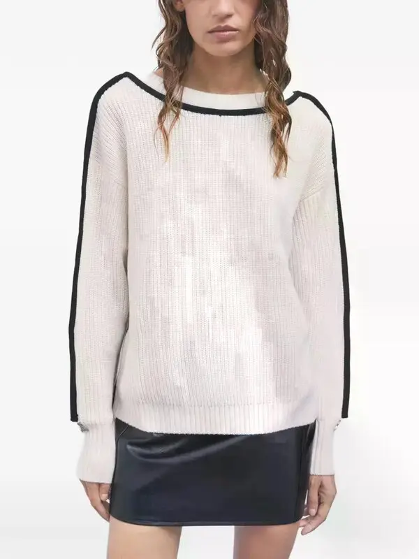 Patrizia Pepe Contrast-trim Zip-detail Sweatshirt